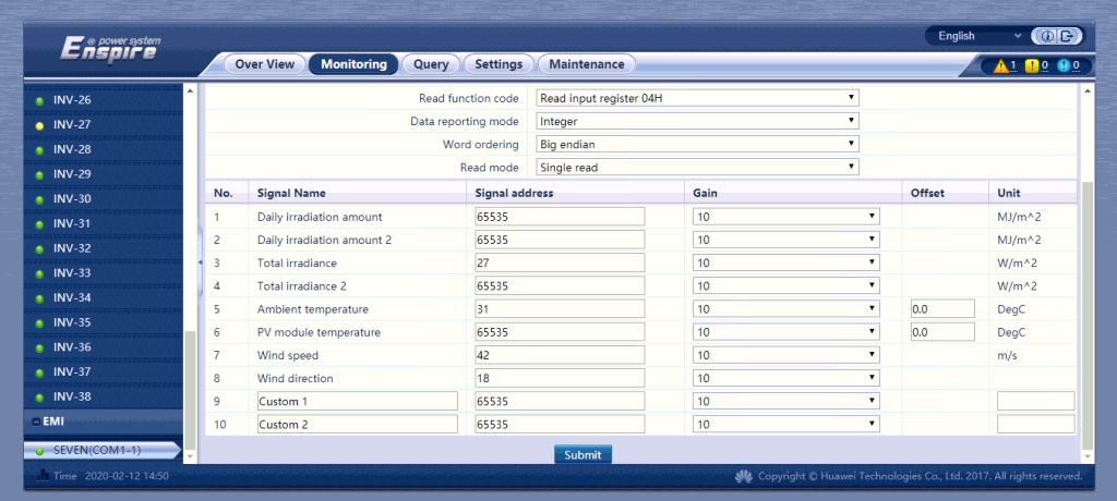 Huawei Weather Station Monitoring in FusionSolar | Seven Sensor